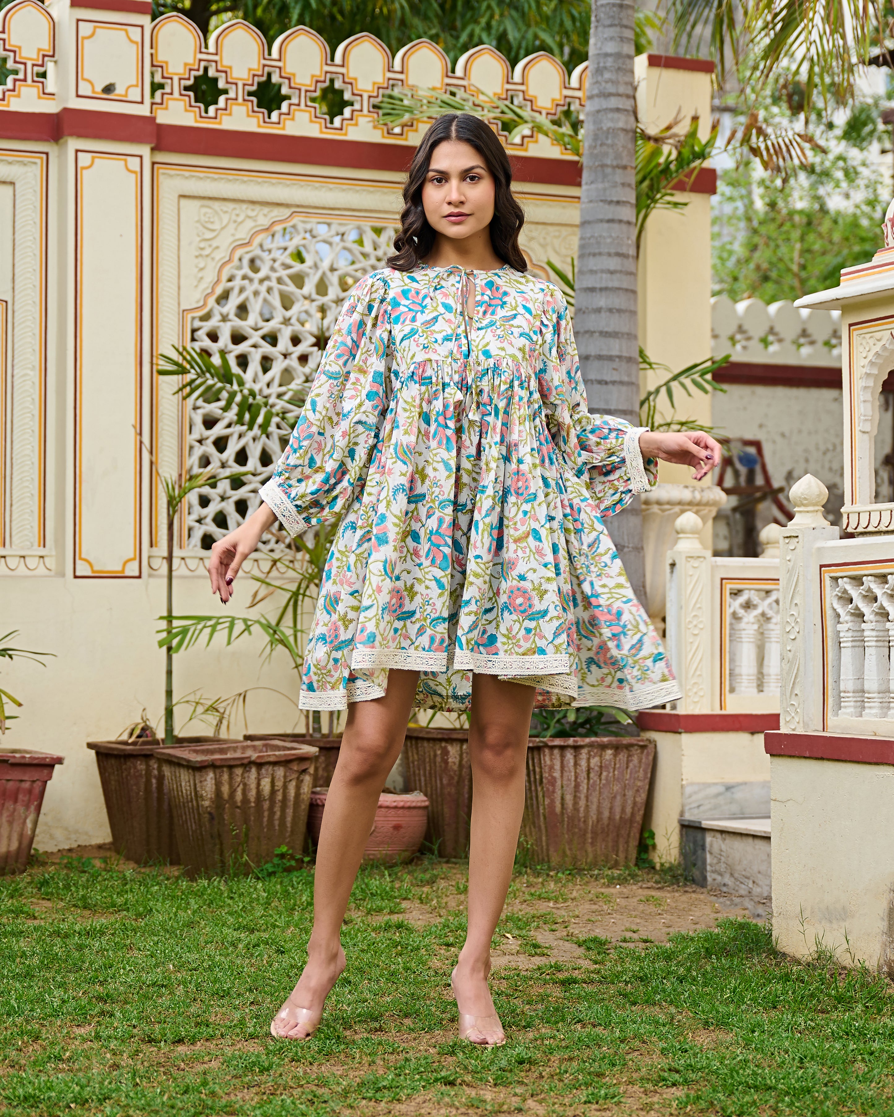 Beautiful Hand Block printed Cotton Mini Dress – thejaipurart.com