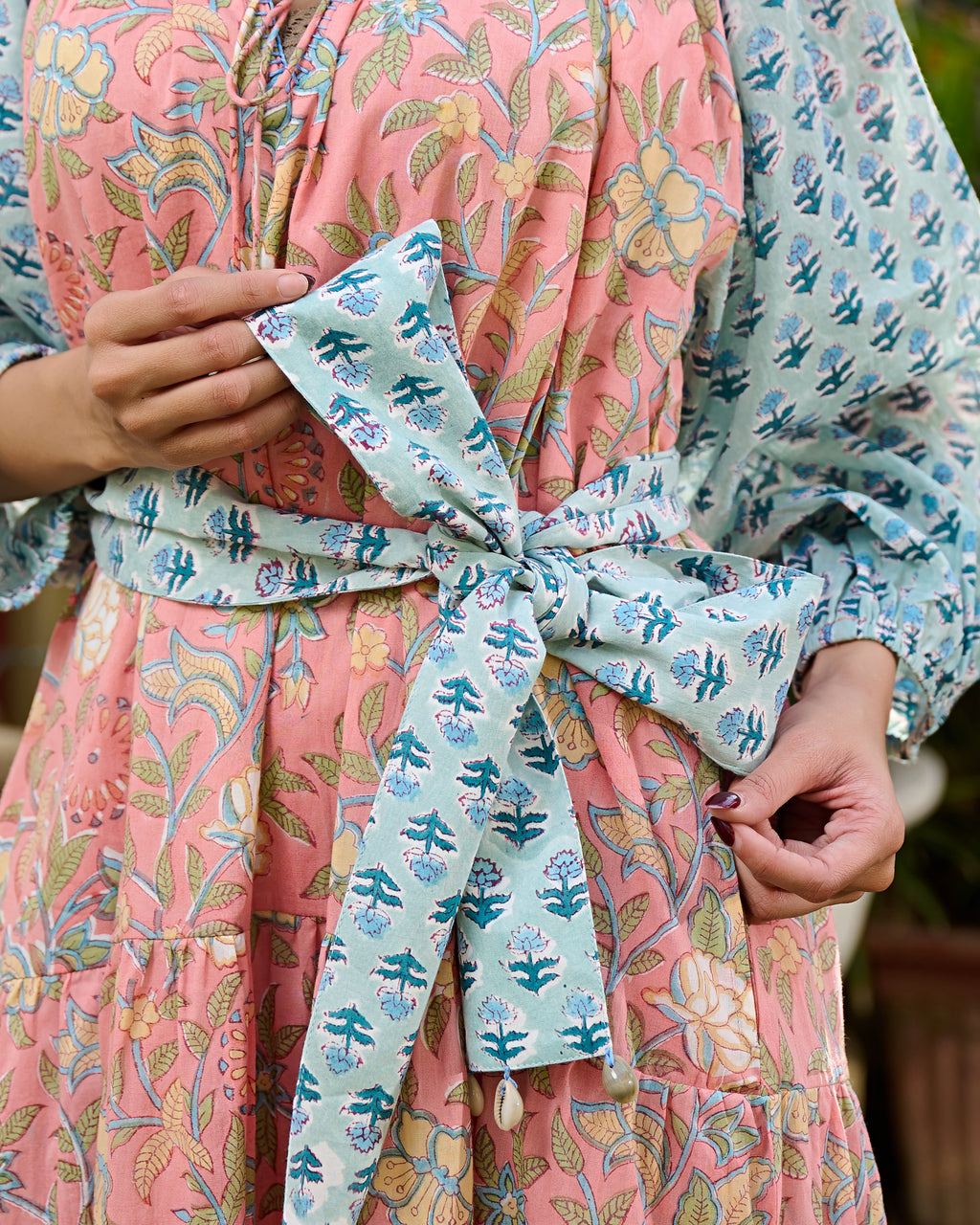Handcrafted Floral Cotton Midi Dress – Boho Chic – thejaipurart.com